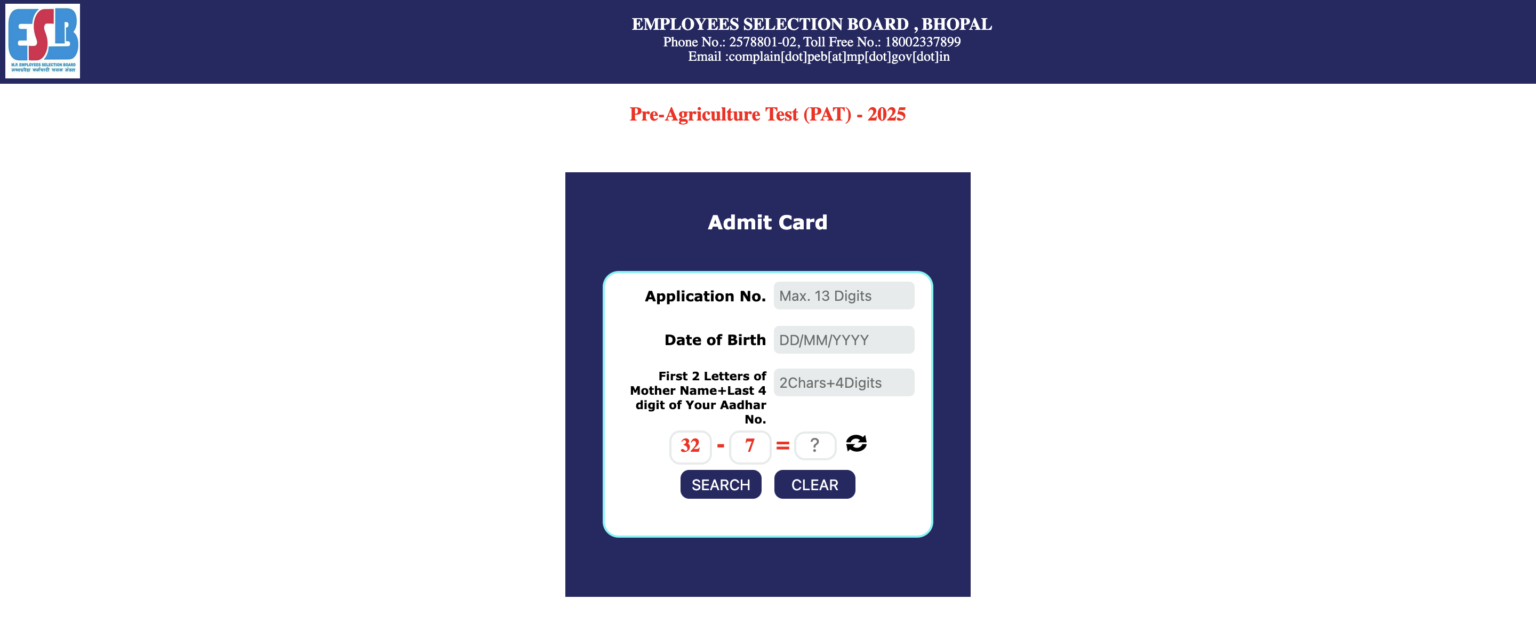MPESB PAT Admit Card 2025 Out - Bharat Sarkari Results, Sarkari Job ...